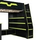 Full Size Wood Loft Bed with Desk, Multi-Storage Shelves, RGB Light and ...