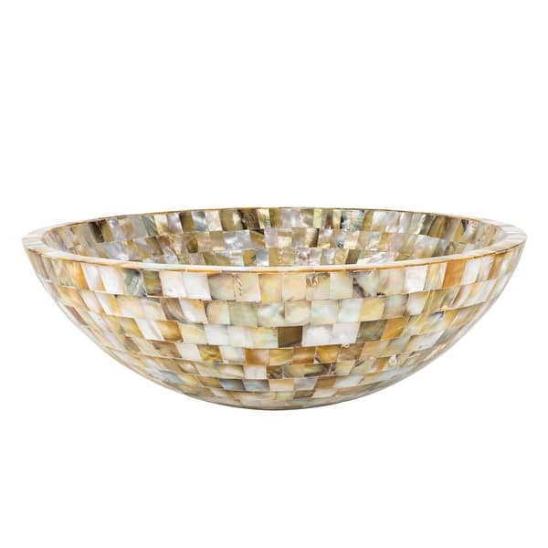 Mother of Pearl Seashell Vessel Sink Gold Rectangular Cube Inlay - N/A ...