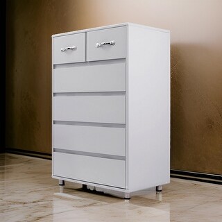 Jen 41 Inch Tall Dresser with 6 Drawers, 2 Metal Handles, Round Feet ...