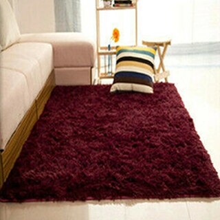 Fluffy Area Rugs Anti-Skid Shaggy Carpet 3' x 4' Claret Red - 3' x 5 ...