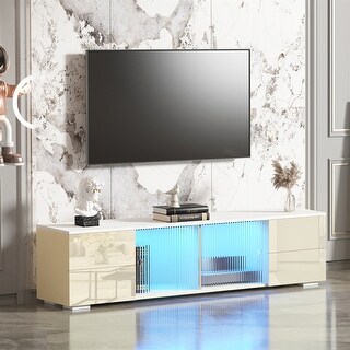 TV Cabinet with LED Remote Control Lights, UV Bloom Drawer Panel - Bed ...