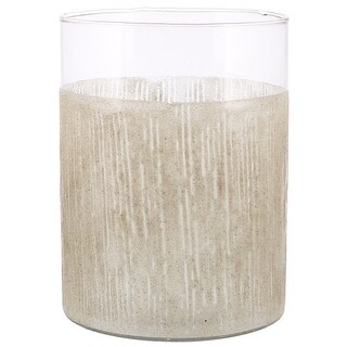 Modern Style Glass Hurricane with Sand Enamel Design, Beige - Bed Bath ...