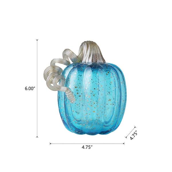 Glitzhome Hand Blown Blue Glass Pumpkin Thanksgiving Table Decor - Bed ...