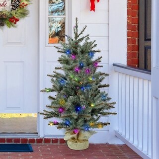 Fraser Hill Farm Set of Two 4.8-Ft. Heritage Pine Artificial Trees with ...