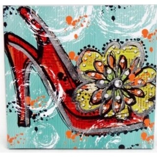 Set of 2 Red and Blue Floral Square Shoe Wall Plaque 18.75" - Bed Bath ...