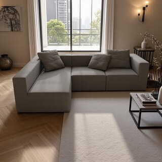 105.51" Corduroy L-Shaped Modular Cloud Sofa with Deep Seat and Movable ...