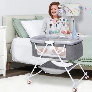 Bassinet for Babies,4 in 1 Portable Rocking Bassinet with Breathable ...