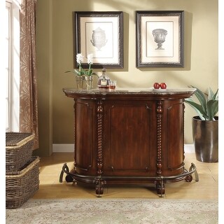 Copper Grove Agard Brown Solid Wood Bar Unit with Marble Top - Bed Bath ...