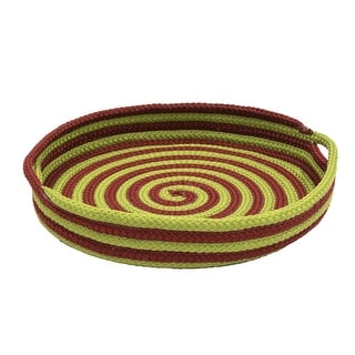 18" Green and Red Woven Candy Cane Round Christmas Tray - Bed Bath ...