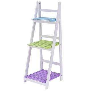 Gymax 3-Tier Wooden Folding Display Shelf Storage Cabinet Organizer ...