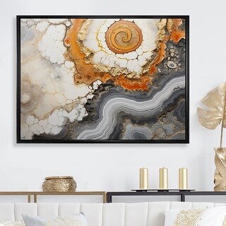 Designart "Beige And Yellow Stone Geode Simplicity" Stone Geode Framed ...