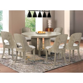 Furniture of America Piez Modern 7-Piece Solid Wood Round Dining Table ...