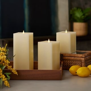 Classic Motion Flameless Square Candle 3pc Set - 4x6, 4x8, 4x10 Ivory ...