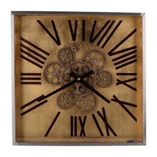 Golden Gears Roman Numeral Square Wall Clock - Bed Bath & Beyond - 39675501