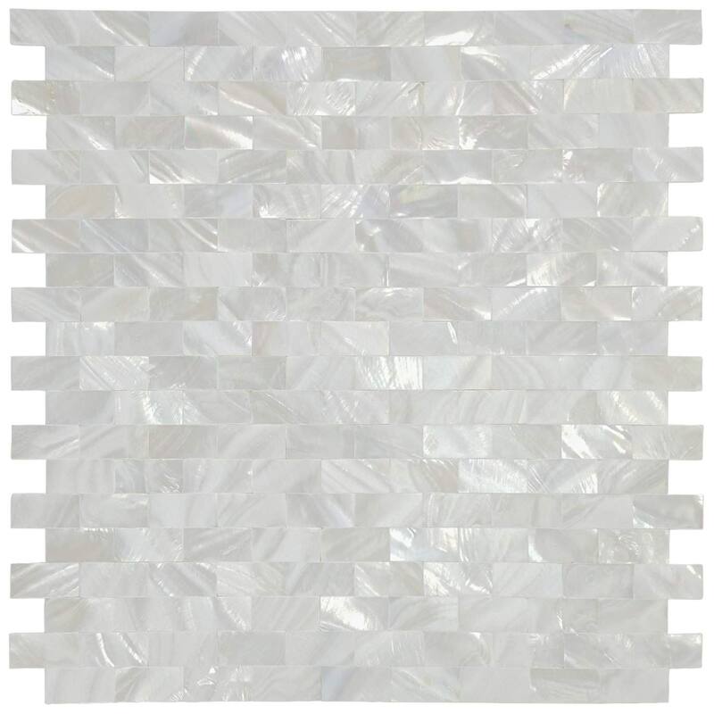 Art3d 12"x12" Mother of Pearl Tile White Opal Subway Pattern,Mosaic ...