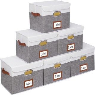 6-Pack Storage Boxes with Lids White/Grey - Bed Bath & Beyond - 39426986