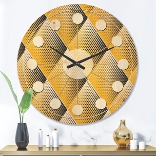 Designart 'Rhombus Retro Geometric' Mid-Century Modern Wood Wall Clock ...