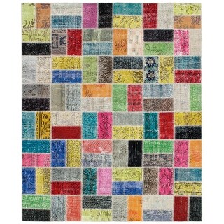 ECARPETGALLERY Hand-knotted Color Transition Patchwork Multi Wool Rug ...