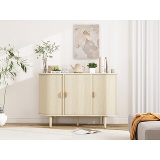Large Rounded Corner Storage Accent Buffet Sideboard with Sliding Doors ...