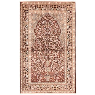 ECARPETGALLERY Hand-knotted Kashmir Dark Red Viscose Rug - 3'0 x 4'11 ...