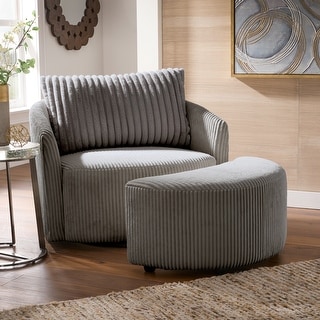 Sligo Oversized Wale Corduroy Swivel Accent Chair with Furry Channel ...