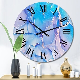 Designart 'Light Blue Abstract Liquid Ink Art' Modern wall clock - Bed ...