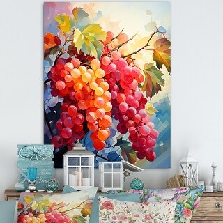Designart "Vineyard Grape Fruit Coral Wine Harmony" Vineyard Wall Art ...