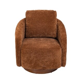 Caramel Chenille Swivel Barrel Chair, 360掳 Club Armchair, High-Density ...