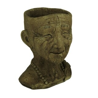 Designer Stone Driftwood Grey Monk Head Concrete Planter - 12.25 X 9 X ...