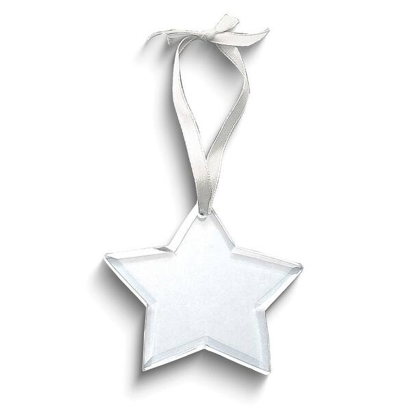 Curata Star Shaped Beveled Glass Ornament with White Ribbon and ...