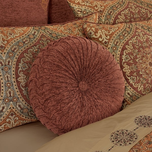 J. Queen New York Harvest Moon Tufted Round Decorative Throw Pillow ...