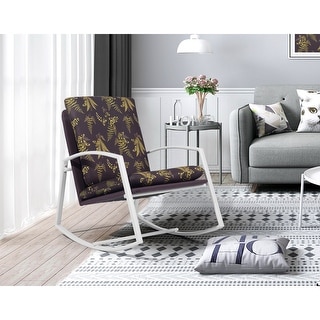 Homy Casa Bessemer Brown Fabric Upholstered Accent Rock Metal Frame Arm ...