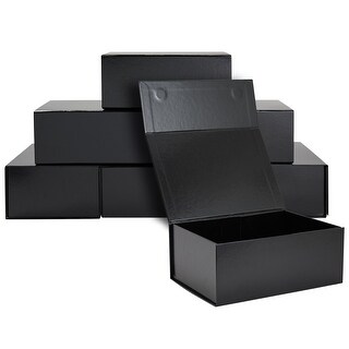 6 Pack Black Magnetic Empty Gift Boxes with Lids, Groomsman Bridesmaids ...