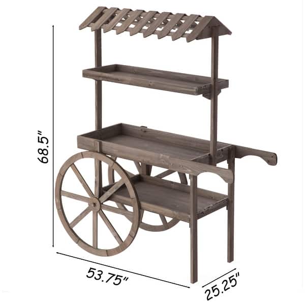 Large Wooden 3 Tier Rolling Table Cart With 2 Wheels for Home Decor ...