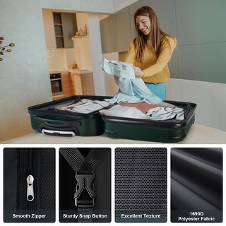Hardside Expandable Luggage Spinner Wheels 3-Piece Set, Blackish Green ...
