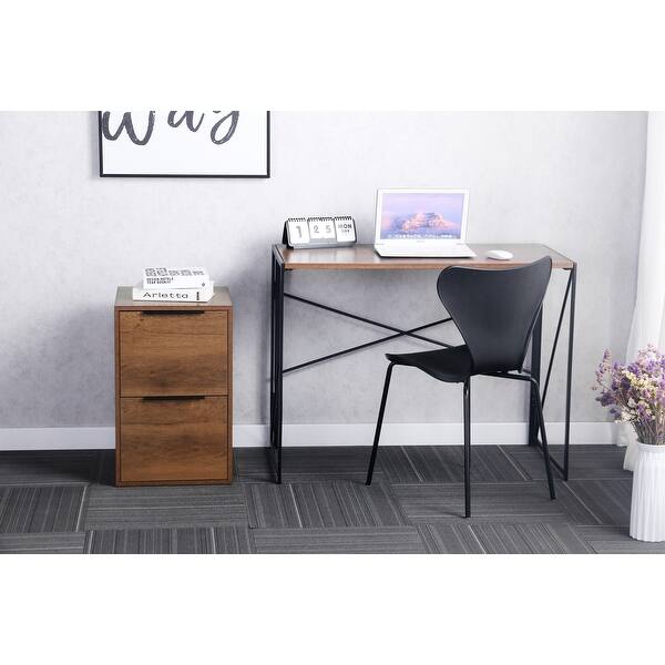 Brown Wooden Filing Cabinet - 2 Drawers, Universal Wheels - Home and ...