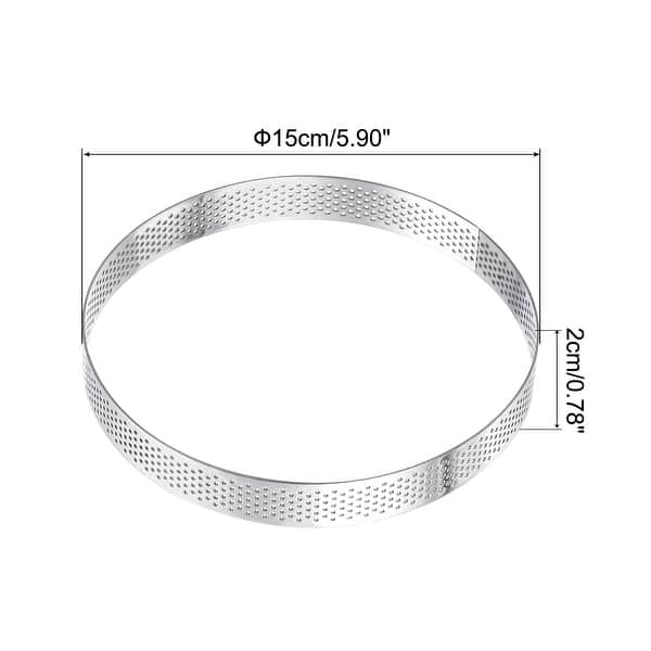 2pcs Stainless Steel Cake Rings 5.9" Perforated Cake Mousse Ring Baking ...