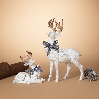 Traditional Christmas Decor White Gold Reindeer Table Accent - N/A ...