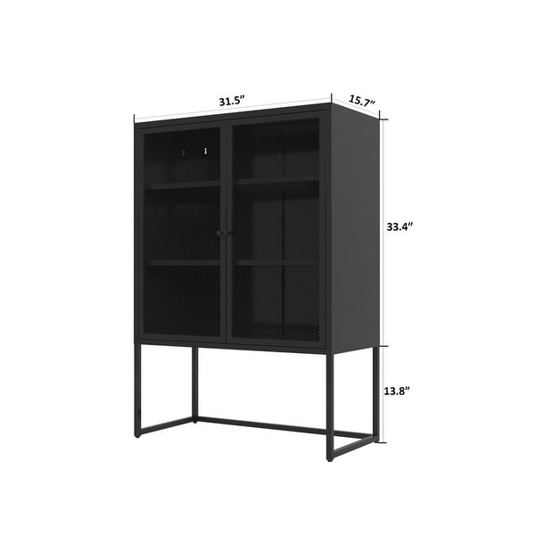 Black Metal Storage Cabinet with 2 Mesh Doors - Bed Bath & Beyond ...