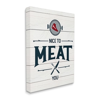 Stupell Nice to Meat You Phrase Funny BBQ Pun Canvas Wall Art - Beige ...