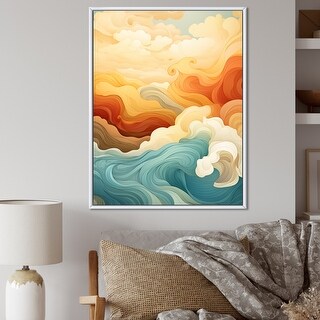 Designart "Colorful Euphoria Vintage Waves Braking" Abstract Shapes ...