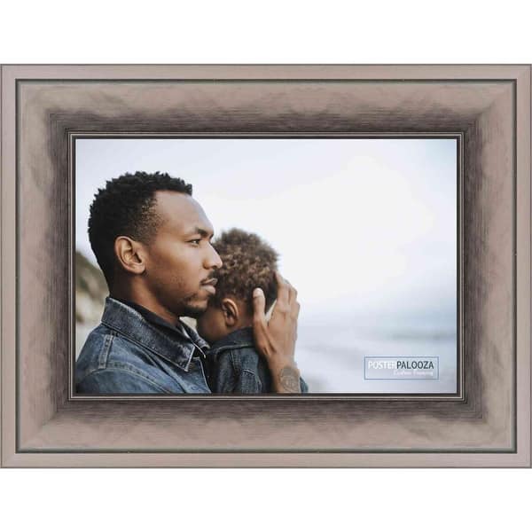 4x3 Contemporary Pewter Complete Wood Picture Frame with UV Acrylic ...