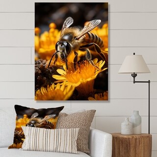 Designart "Bee Buzzing Life" Animals Bee Canvas Print - Bed Bath ...
