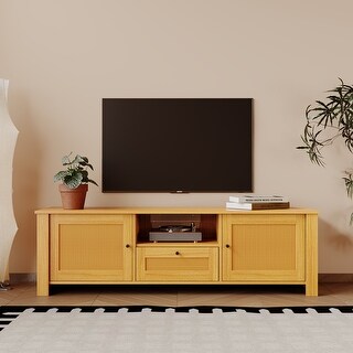 Mid-Century Modern TV Stand with Open Cubbies and Drawers for 65'' TVs ...