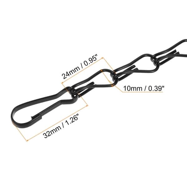 Hanging Chains 50cm Extension Link 4 Point Holder w S Hook Clips Black ...