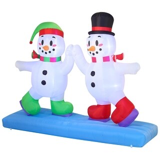 Joyfy 8 FT Christmas Inflatable Snowman, High Five Skating Snowmen with ...