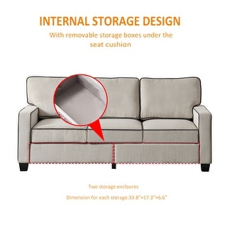 Corduroy 3 Seat Sofa Striped Back Couch with Storage Boxes Sofa - Bed ...