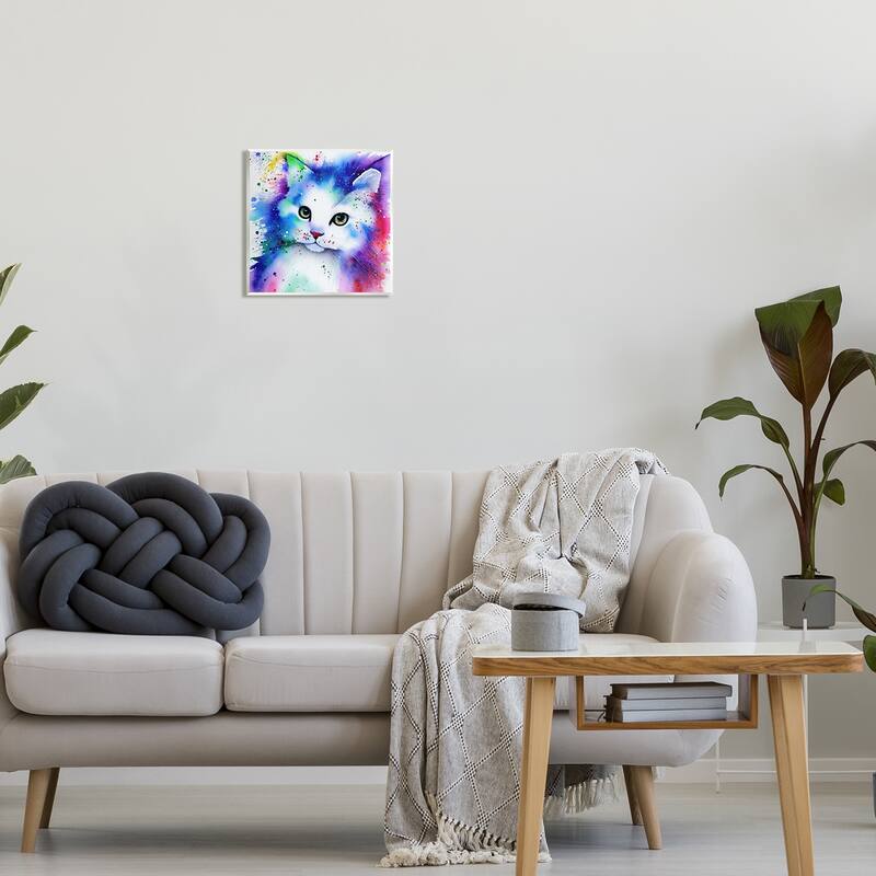Stupell Bold Kitten Paint Splatter Animal Wall Plaque Art by Denise ...