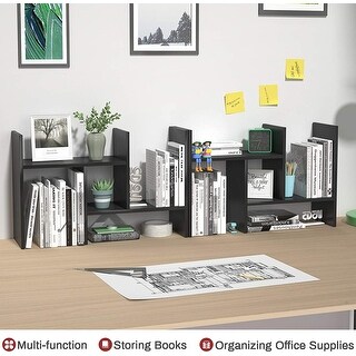 Desktop Bookshelf Adjustable Countertop Bookcase Office Wood Desk ...