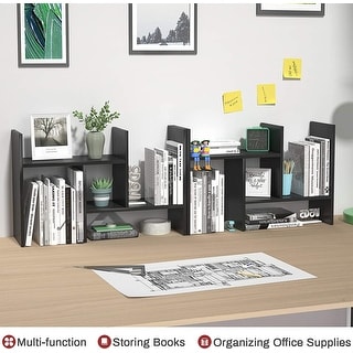 Desktop Bookshelf Adjustable Countertop Bookcase Office Wood Desk ...
